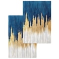 Blue Gold Kitchen Dish Towels for Drying Dishes Set of 2, Modern Street ...