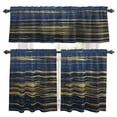 Blue Gold Lines Kitchen Curtains Set for Windows, Strip Abstract Modern ...