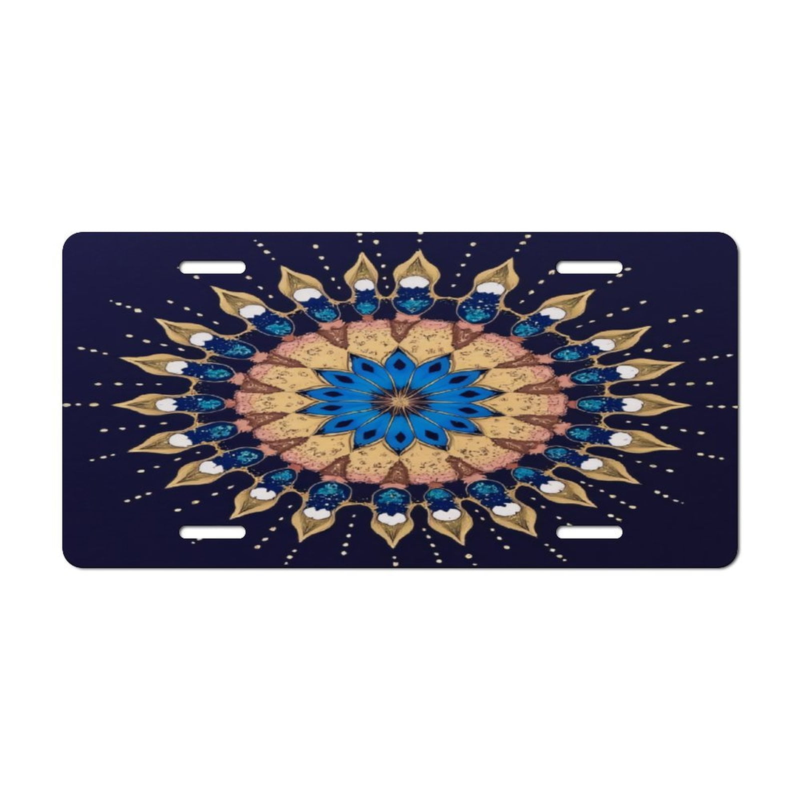 Blue Gold Mandala Art Car Decorative Front License Plate,Vanity Tag ...