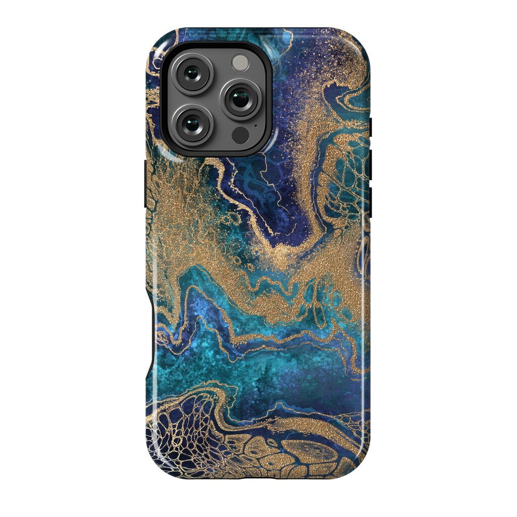 Blue Gold Marble Abstract Pattern iPhone Case 17 16 15 14 13 12 11 Pro Max - Walmart.com