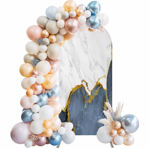 Blue Gold Marble Arch Backdrop Cover 6.6x3.3 Ft, Spandex Wedding Arch ...