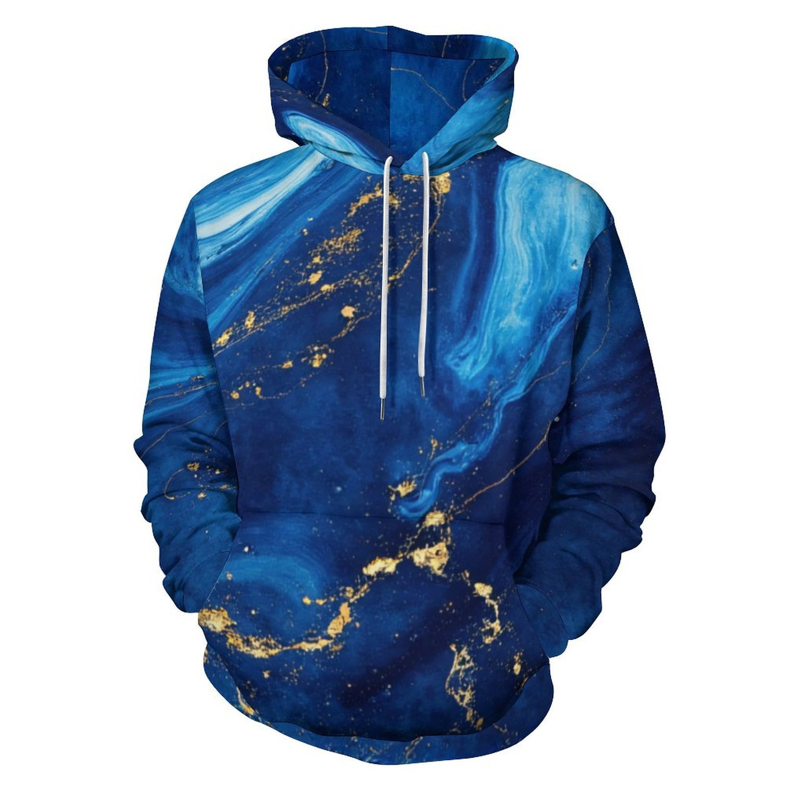 Blue Gold Marble Art-1 Men's Women New Sweatshirt Hoodie Men's Plus ...