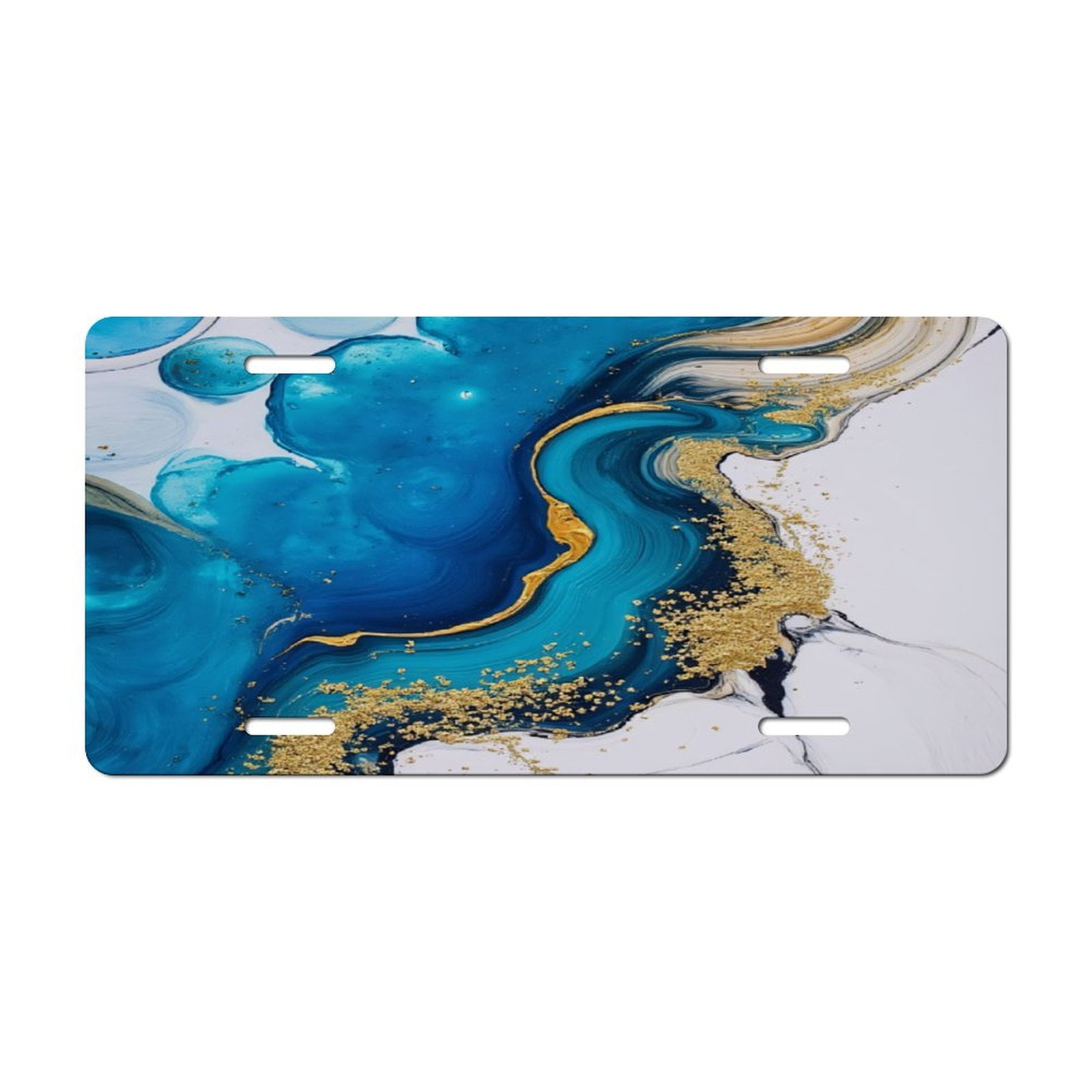 Blue Gold Marble Art(2)-2 License Plate Lightweight Aluminum Automotive ...