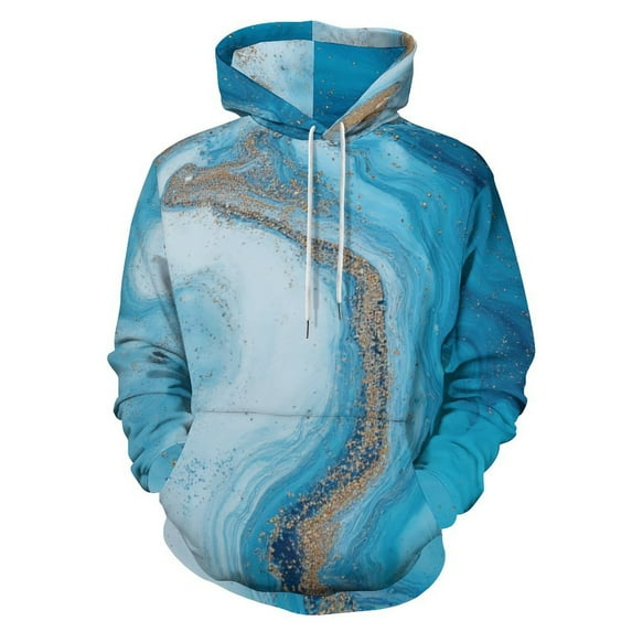 Blue Gold Marble Art 3D Print Hoodie Men Women Autumn Thin Pullover ...