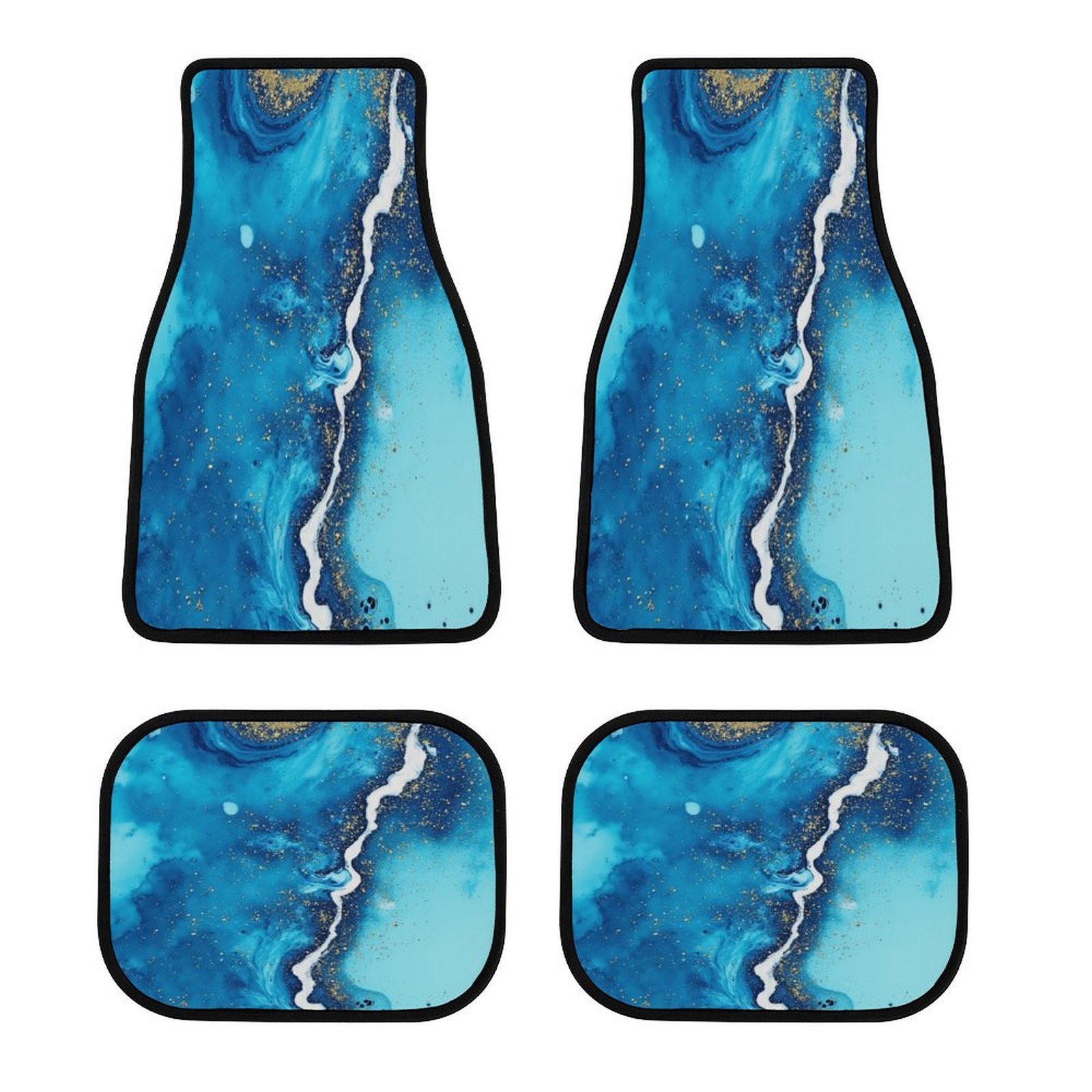 Blue Gold Marble Art-4 Car Floor Mats Set of 4, Vehicle Front Rear ...