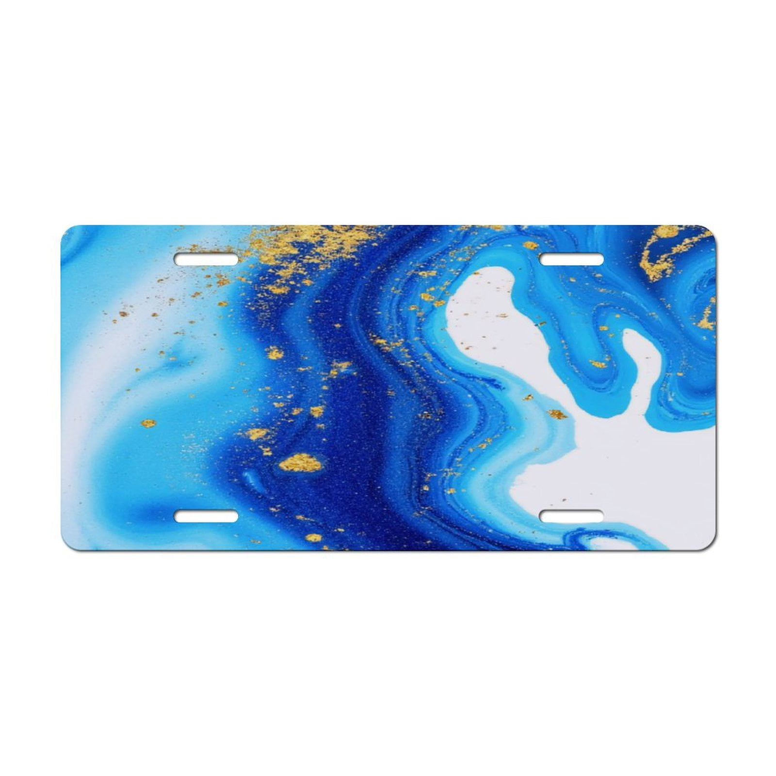 Blue Gold Marble Art Car Decorative Front License Plate,Vanity Tag ...