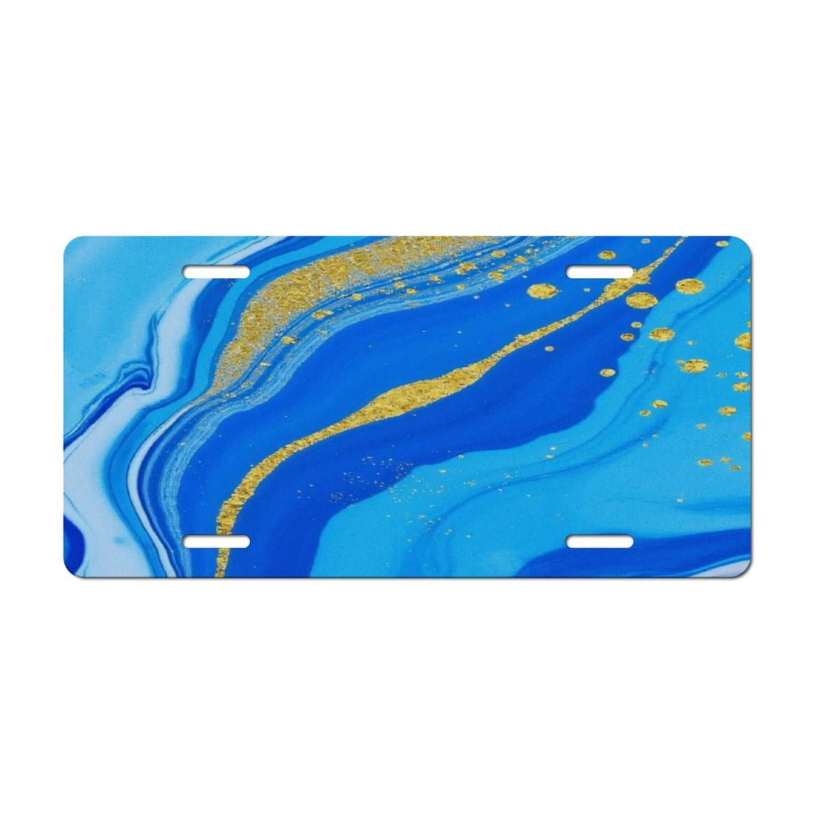 Blue Gold Marble Art Car Decorative Front License Plate,Vanity Tag ...