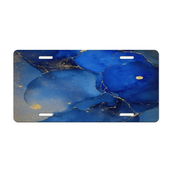 Blue Gold Marble Art Car Decorative Front License Plate,Vanity Tag ...