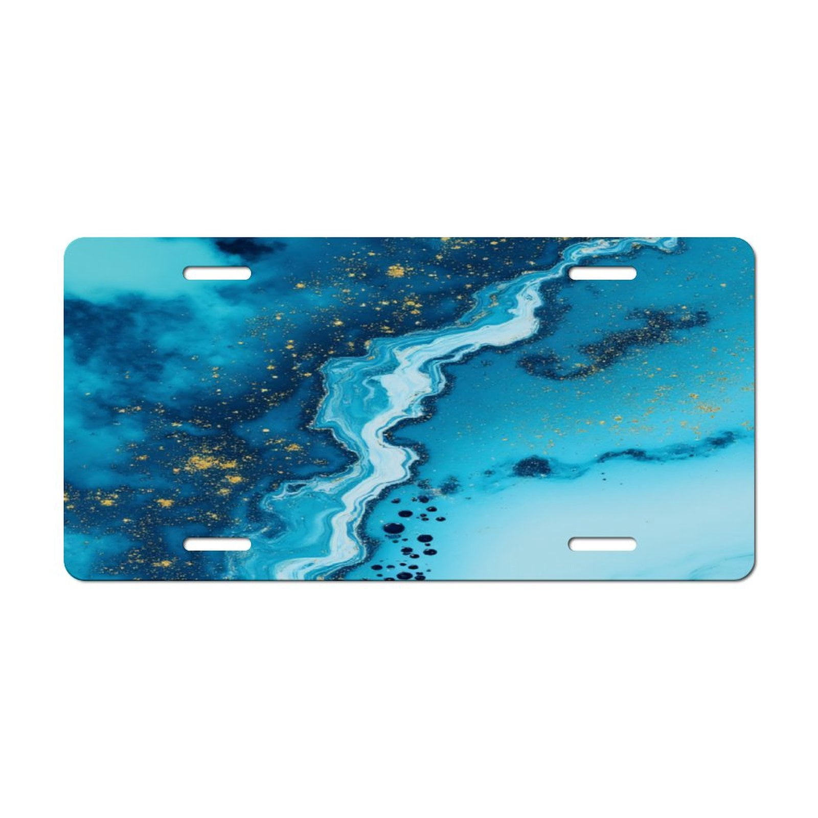 Blue Gold Marble Art Print-2 Car Decorative Front License Plate,Vanity ...
