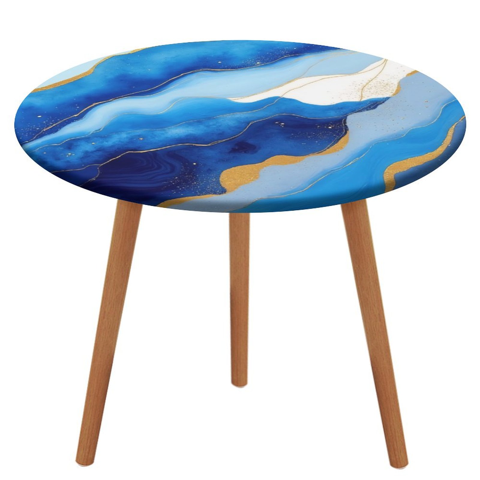 Blue Gold Marble Art Print-2 Pattern Round Tablecloth Waterproof ...
