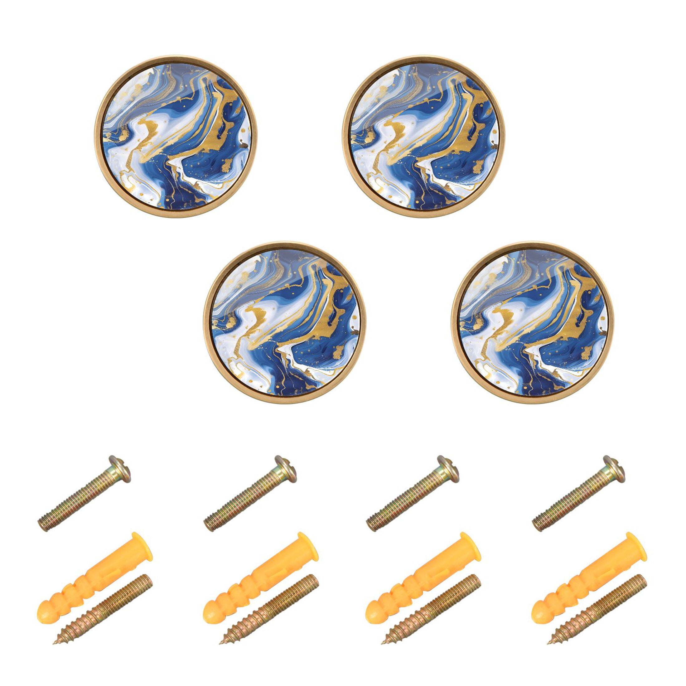 Blue Gold Marble Cabinet Knobs Sets Kitchen Pulls Dresser Drawer ...