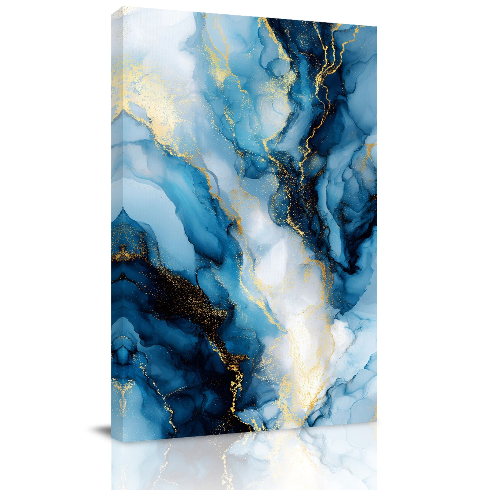 Blue Gold Marble Canvas Wall Art for Living Room, Luxury Gorgeous Ocean ...