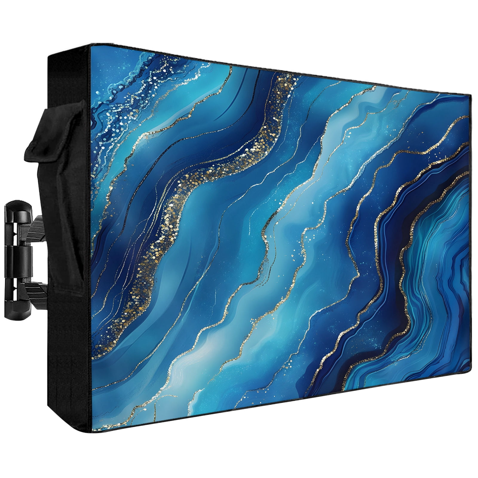 Blue and Gold Marble Outdoor TV Cover 60 to 65 inch Modern Abstract ...