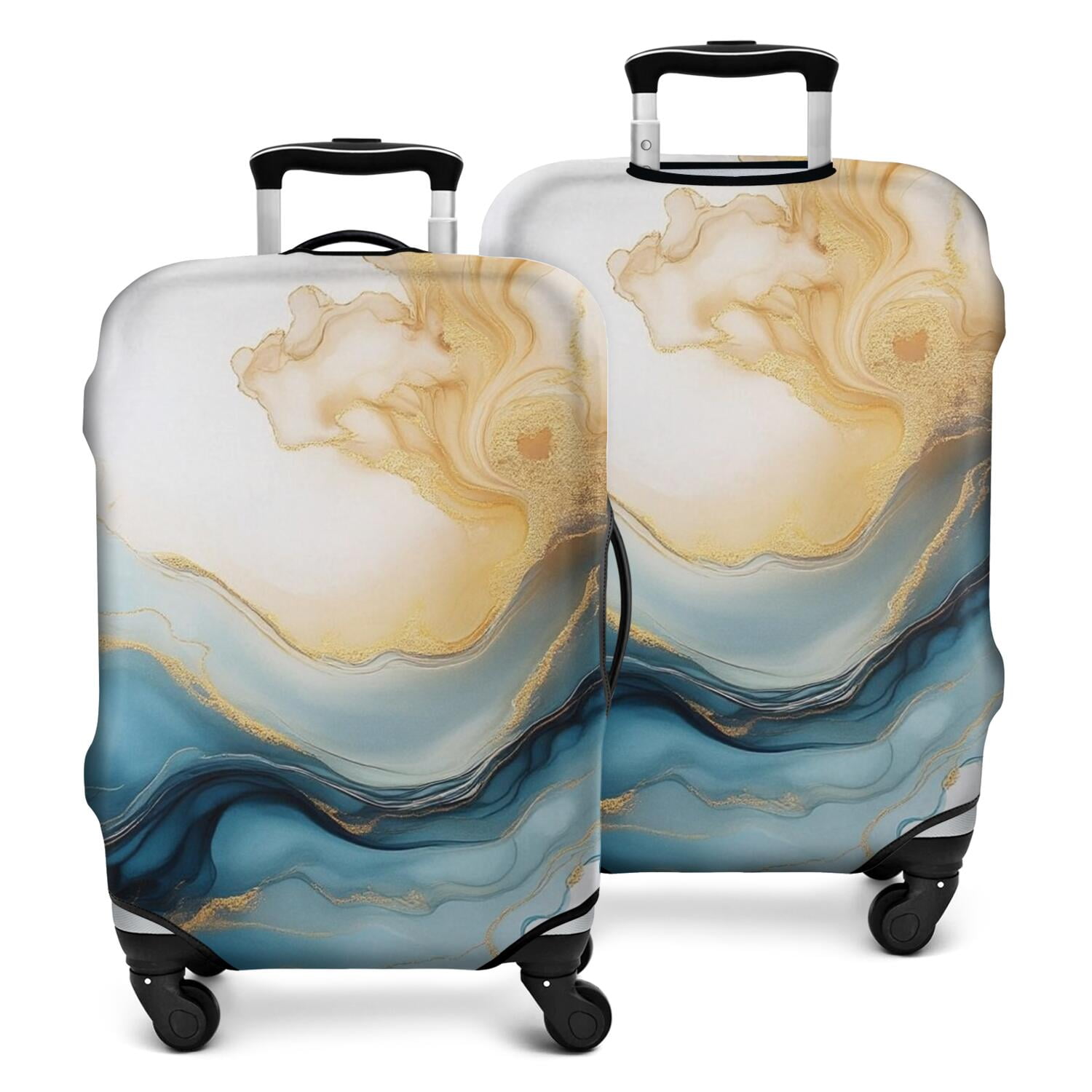 Blue Gold Marble Pattern Luggage Cover Fashion Suitcase Cover Baggage ...