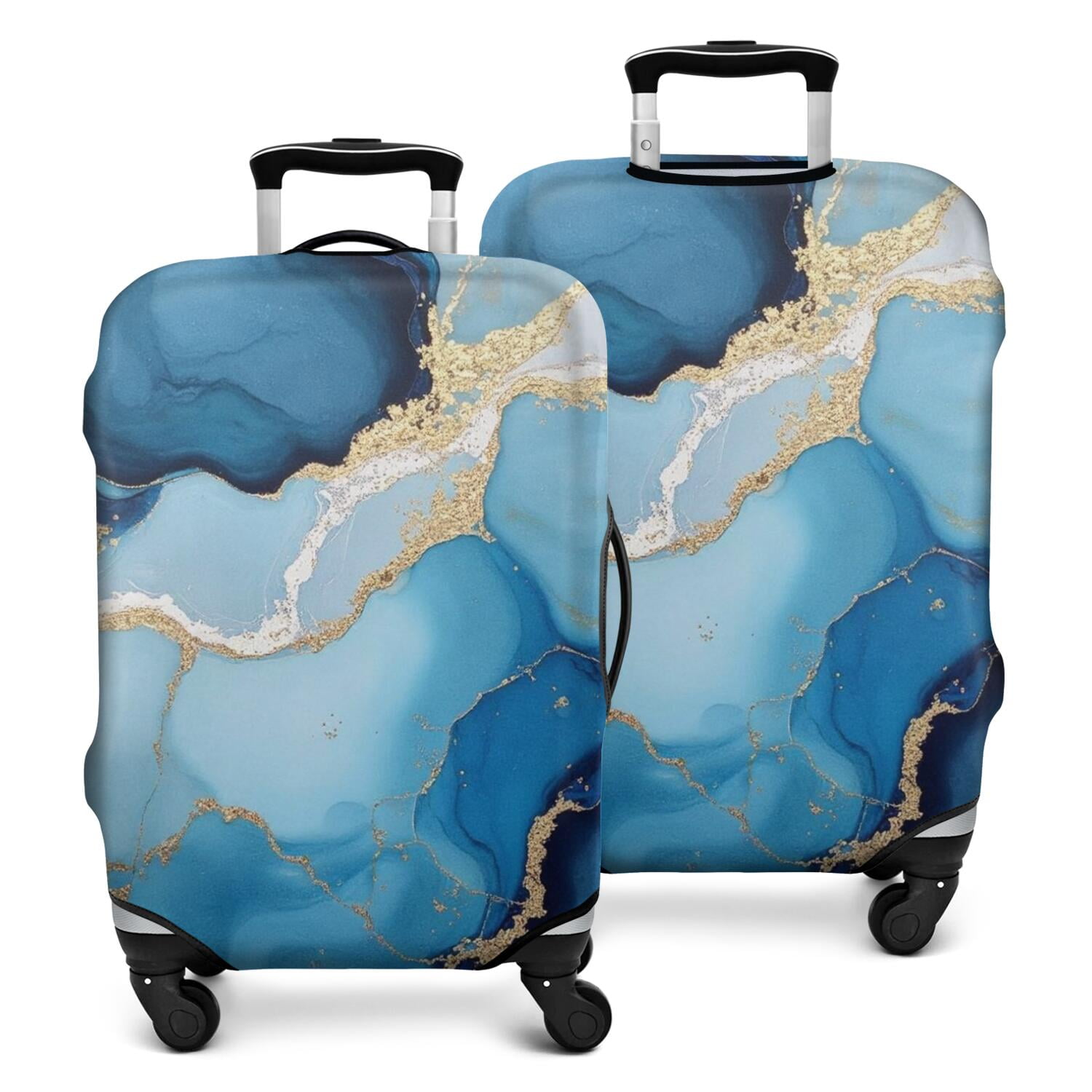 Blue Gold Marble Pattern Luggage Cover Fashion Suitcase Cover Baggage ...