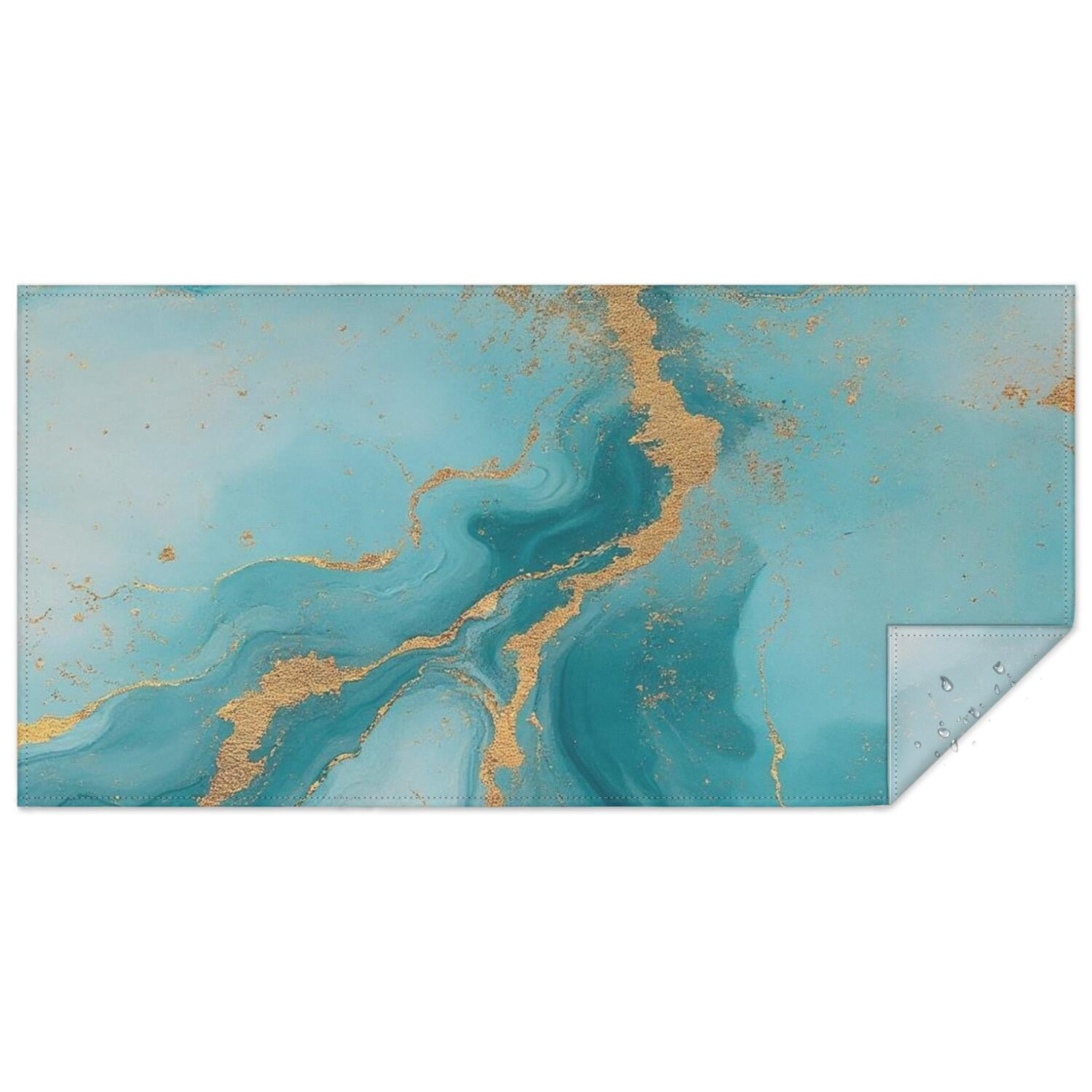 Blue Gold Marble Pattern Rectangle Tablecloth 60"x120",Waterproof ...