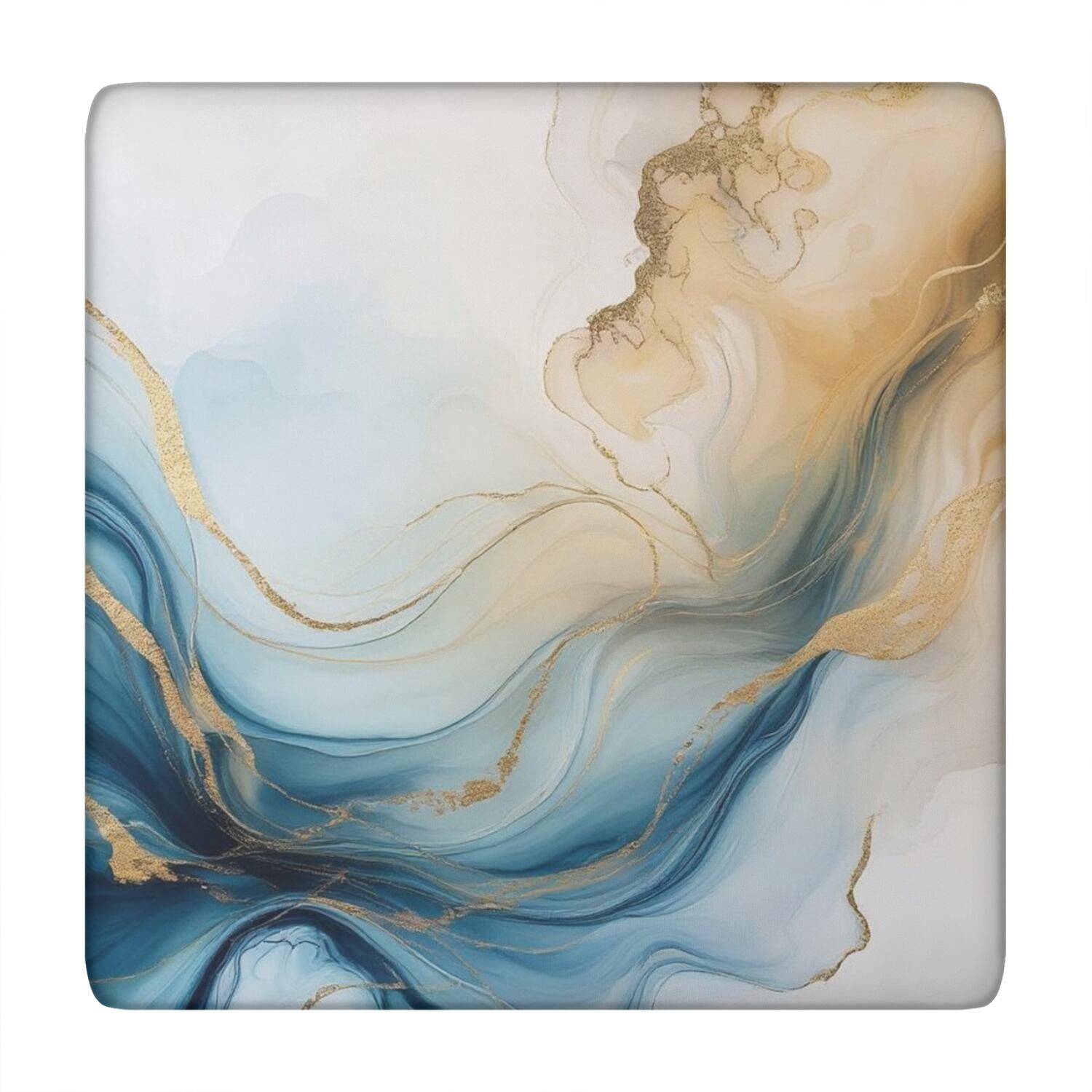 Blue Gold Marble Pattern Square Fitted Tablecloth with Elastic Edge ...