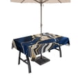 Blue Gold Marble Rectangle Outdoor Tablecloth with Umbrella Hole ...