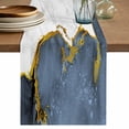 Blue Gold Marble Table Runner 70 Inches Long,Modern Abstract Marble ...
