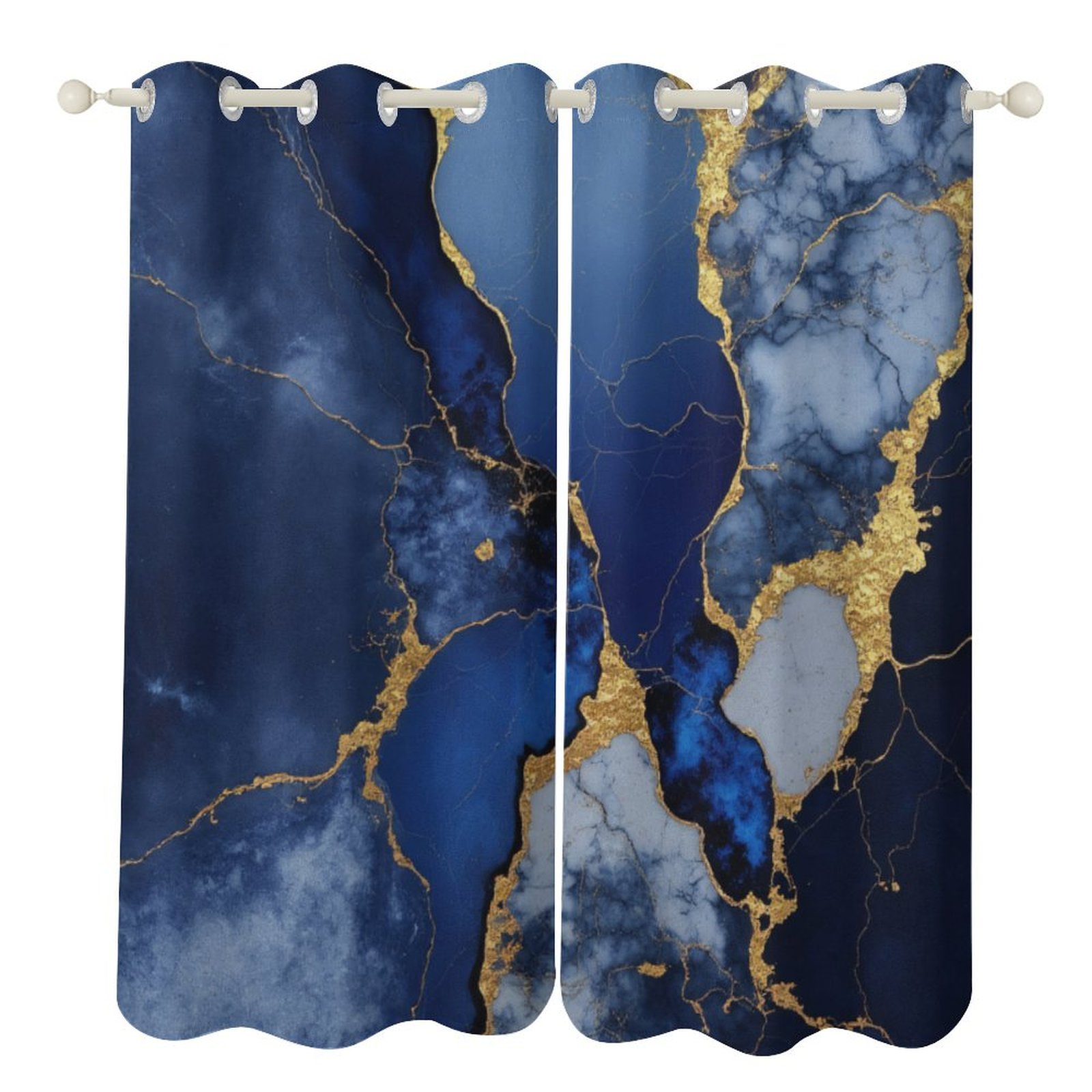 Blue Gold Marble Texture(1)-1 2 Panels 3D Printing Pattern Curtain for ...