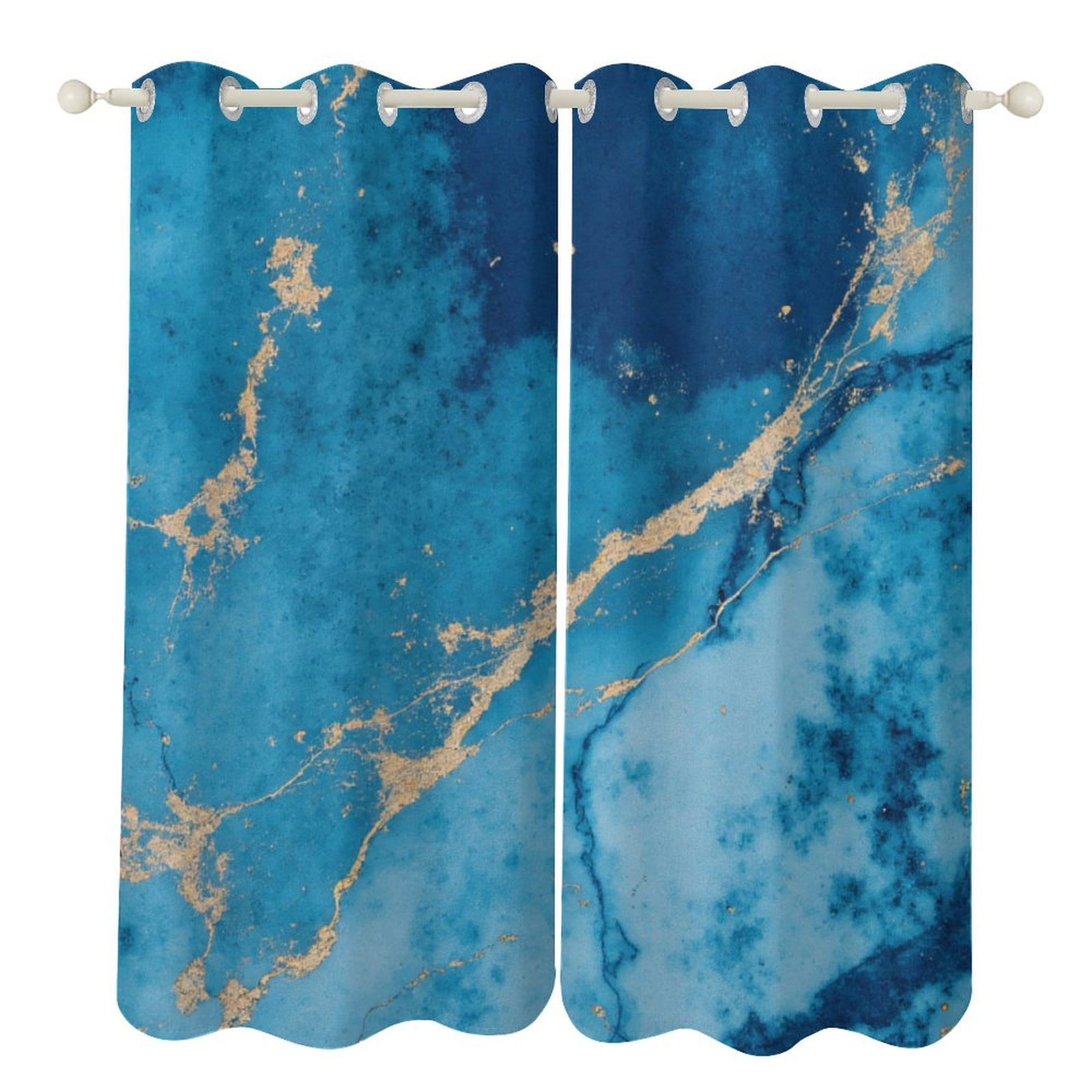 Blue Gold Marble Texture 2 Panels Curtains for Bedroom Living Room ...