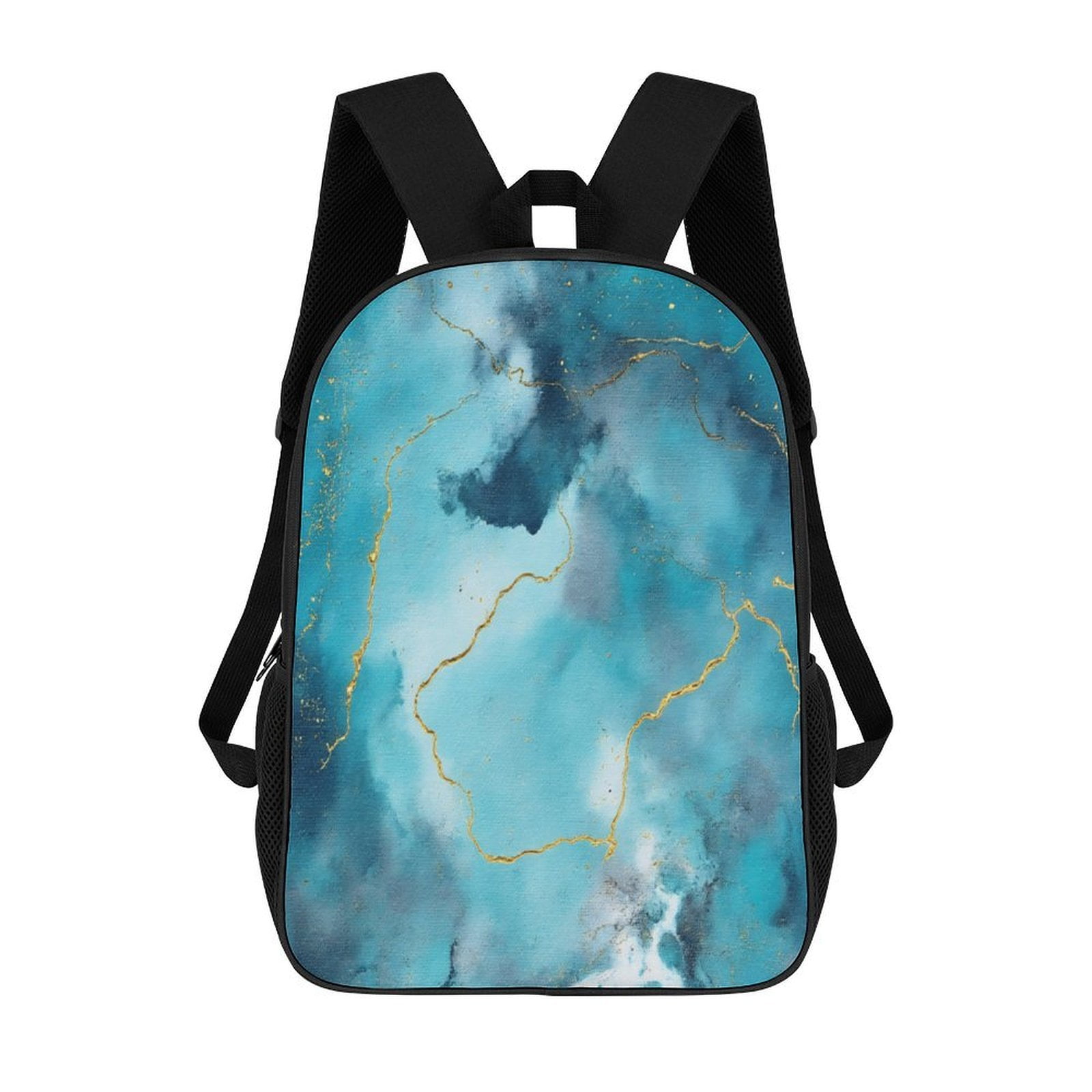 Blue Gold Marble Texture-3 3D Print 17in adolescent backpack Bags ...