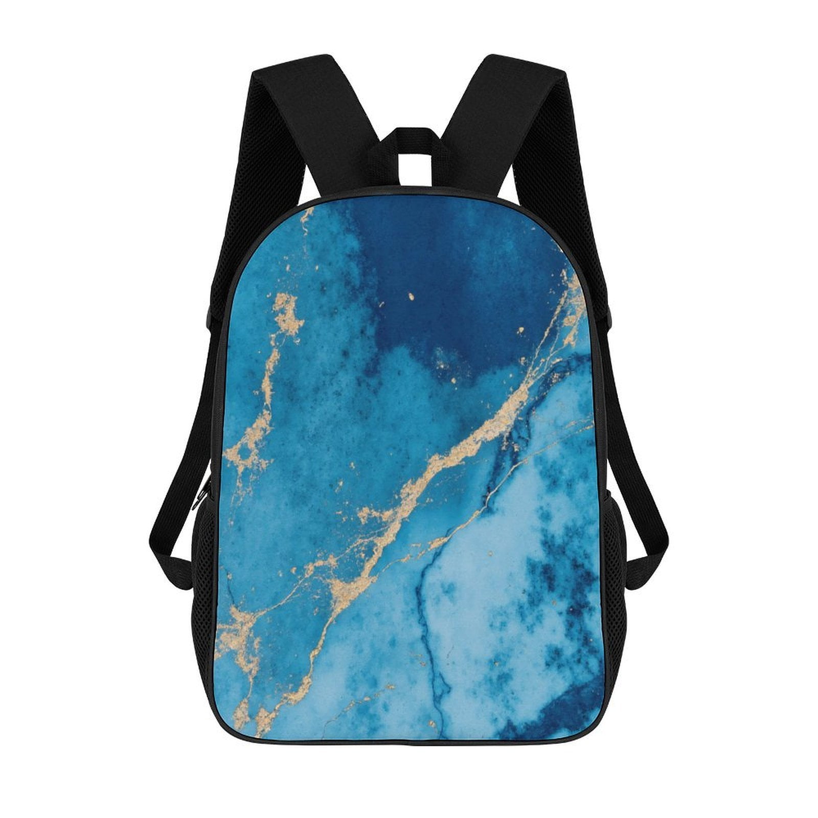 Blue Gold Marble Texture 3D Print 17in adolescent Backpack knapsack ...
