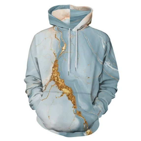 Blue Gold Marble Texture 3D Print Hoodie Men Women Autumn Thin Pullover ...