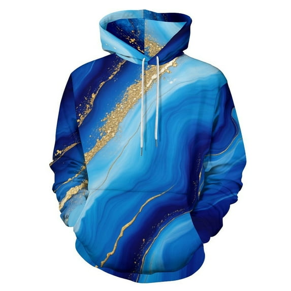 Blue Gold Marble Texture 3D Print Hoodie Men Women Autumn Thin Pullover ...