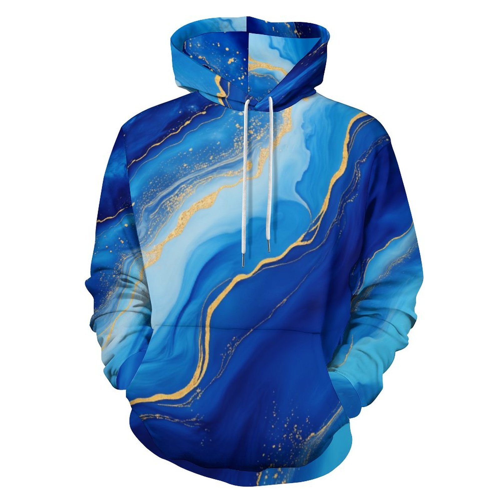 Blue Gold Marble Texture Men's Women New Sweatshirt Hoodie Men's Plus ...