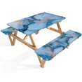 Blue Gold Marble Texture Picnic Table Cover with Bench Covers Abstract ...