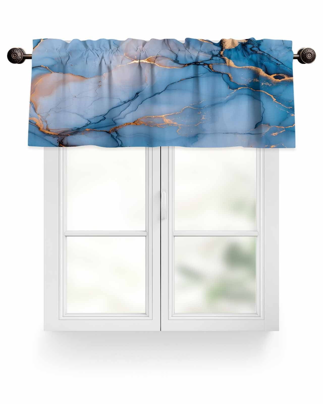 Blue Gold Marble Texture Valances for Windows Abstract Water Ripple ...