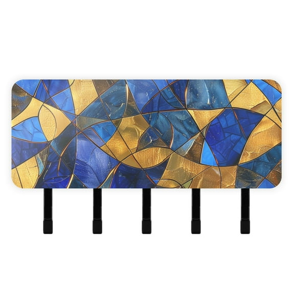 Blue Gold Mosaic Mail Holder Organizer Wall Mount with Shelf Key Holder ...