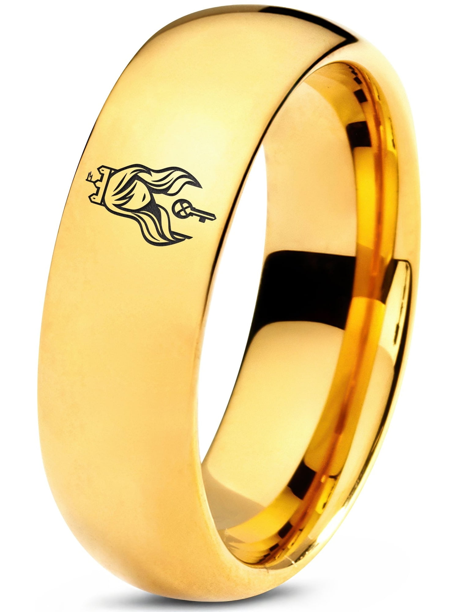 Blue Gold Rings for Men Gamer Tungsten Grandpa Gift Wedding Band Women ...