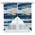 Blue Gold Ripple Swag Curtain Valance for Window 2 Panels Abstract ...