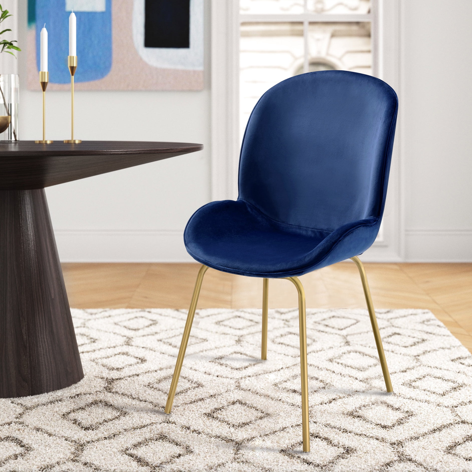 Blue And Gold Side Chairs ( Of 2) - Fashionable Wingback Style Back ...