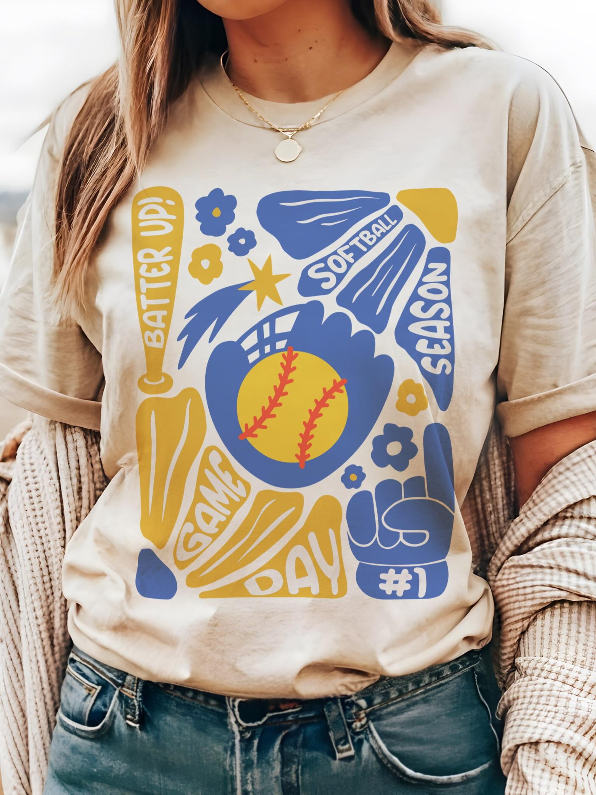 Blue Gold Softball Game Day TShirt Hoop Season Graphic Tee Unisex ...