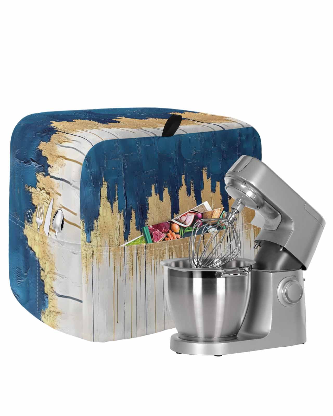 Blue Gold Stand Mixer Dust Cover with Storage Pocket & Handles, Modern ...