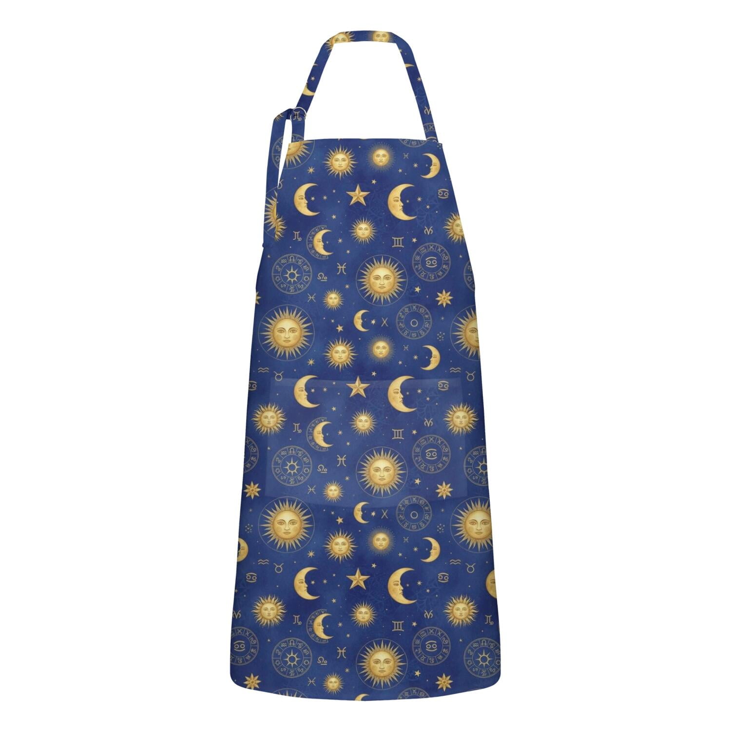 Blue Gold Sun Moon Star Zodiac Pattern Apron-Garden Aprons for Women ...