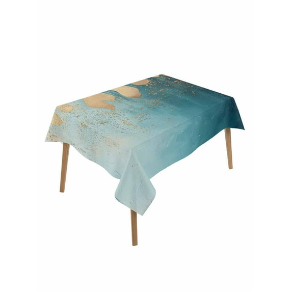 Blue Gold Table Cloth, Abstract Simple Minimalist Art Waterproof ...