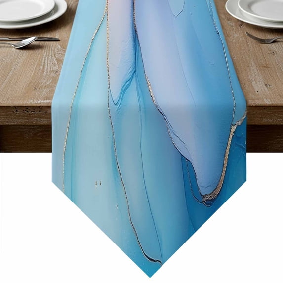 Blue Gold Table Runner Linen Burlap Table Runner 60 Inches Long Modern ...