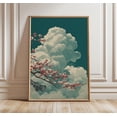 Blue Gold Waterfall Landscape Asian Mountain Elegant Nature Wall Art ...