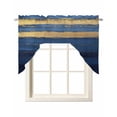 Blue Gold Wave Kitchen Swag Valance for Window, Rod Pocket Short ...