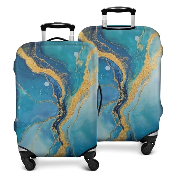 Blue Gold Wave Marble Pattern Luggage Cover Fashion Suitcase Cover ...