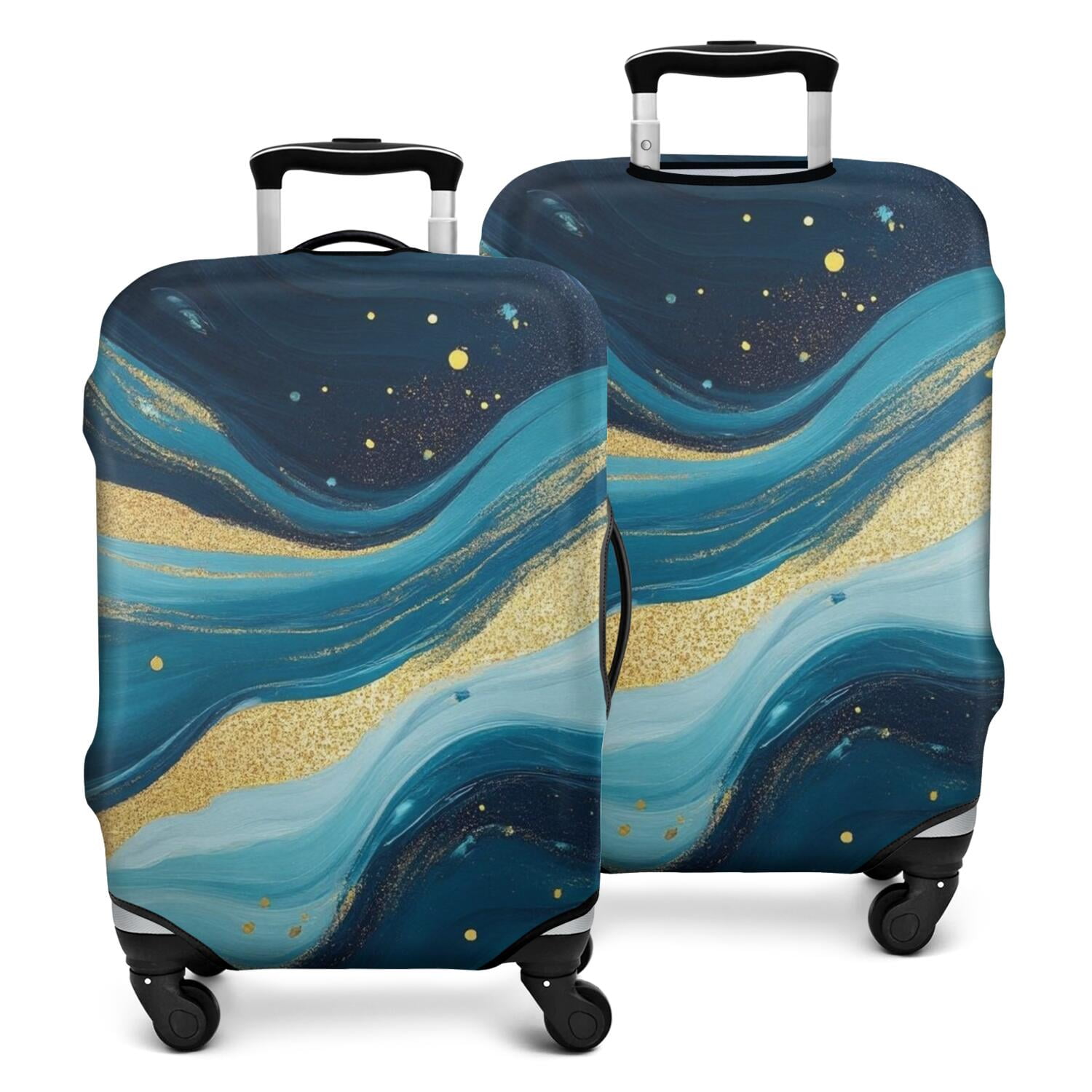 Blue Gold Wave Marble Pattern Luggage Cover Fashion Suitcase Cover ...