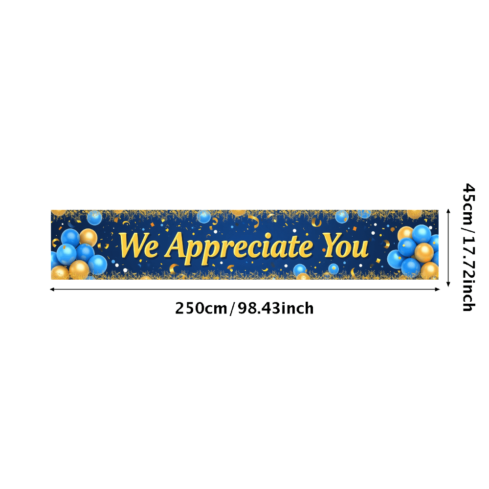 Blue Gold White Balloon Decorated Appreciation Banner Background, Party ...