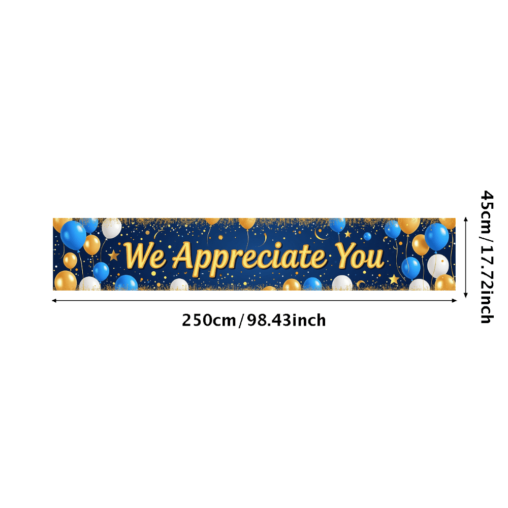 Blue Gold White Balloon Decorated Appreciation Banner Background, Party ...