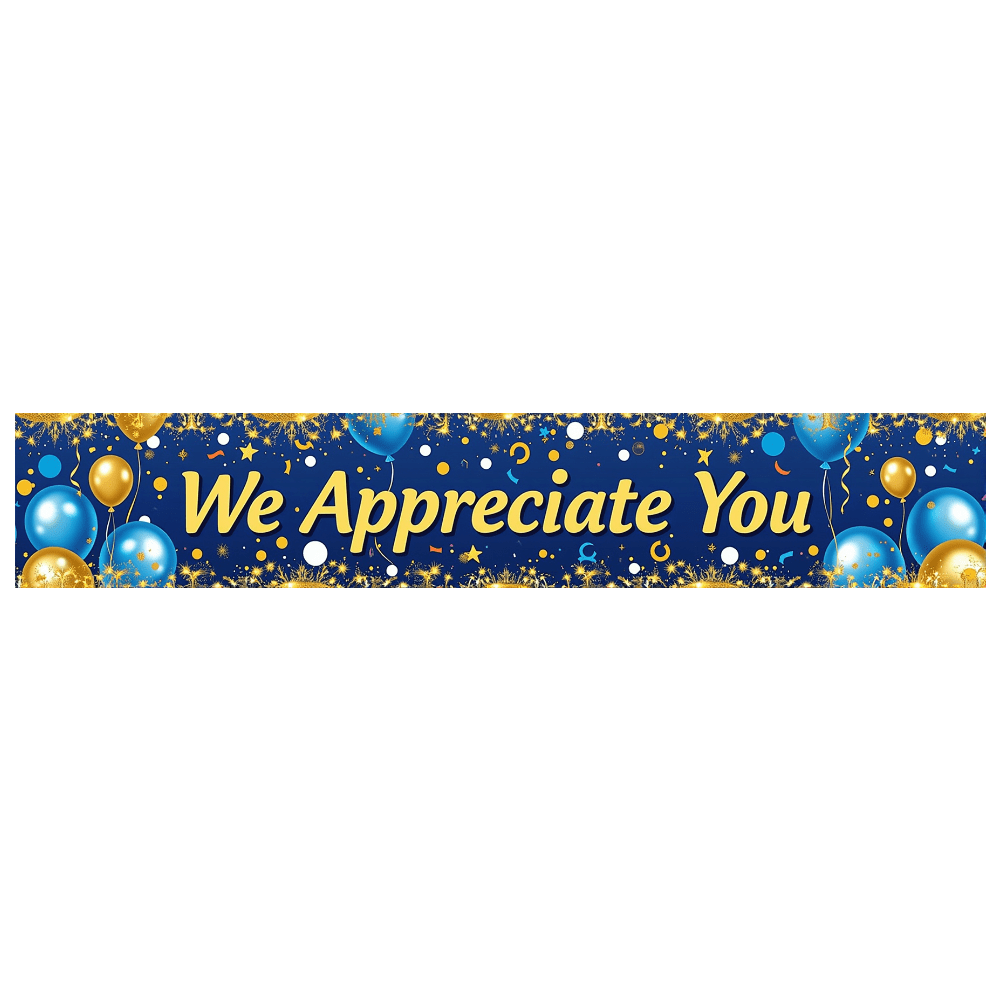Blue Gold White Balloon Decorated Appreciation Banner Background, Party ...