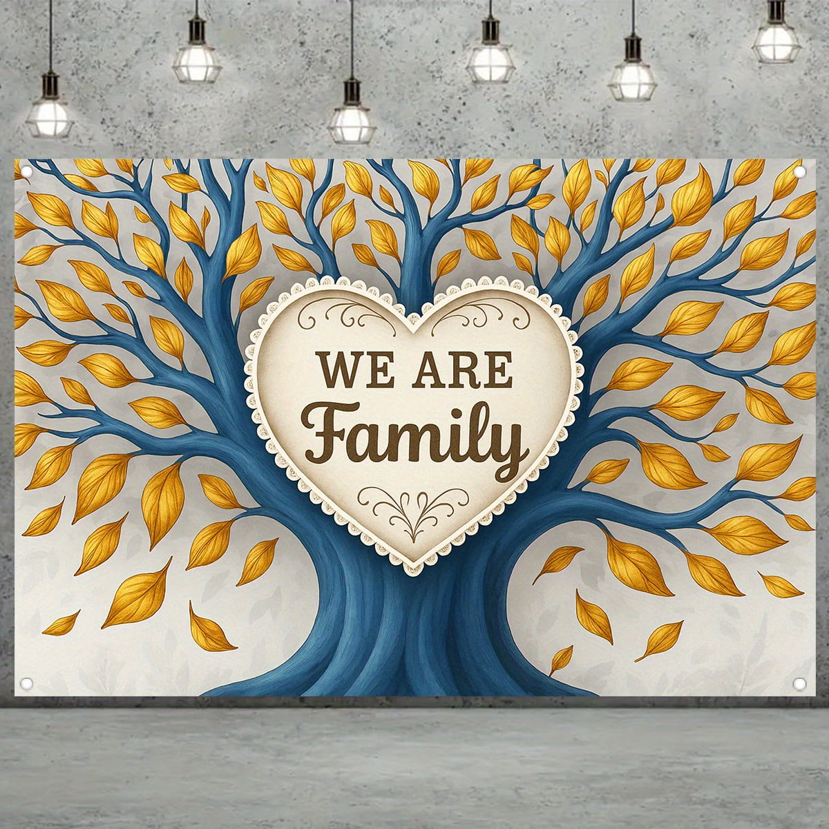 Blue Golden Family Tree Party Backdrop We Are Family Heart Photography ...