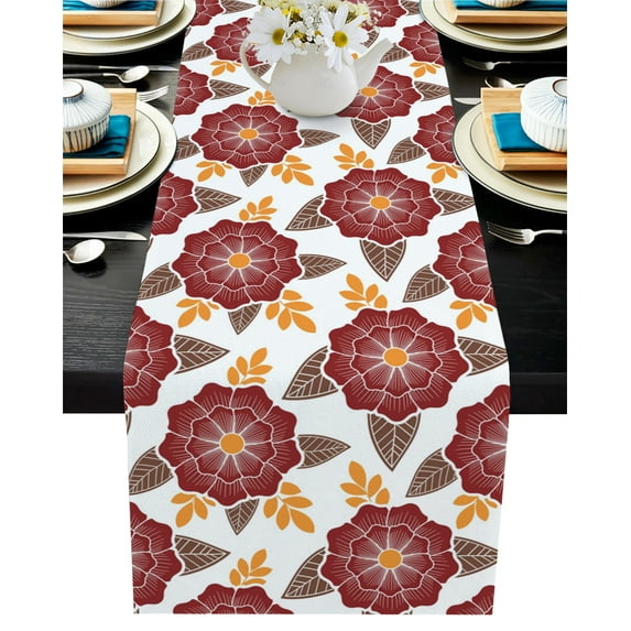 Blue Golden Flower Abstract Table Runner Wedding r Dining Table Runner ...